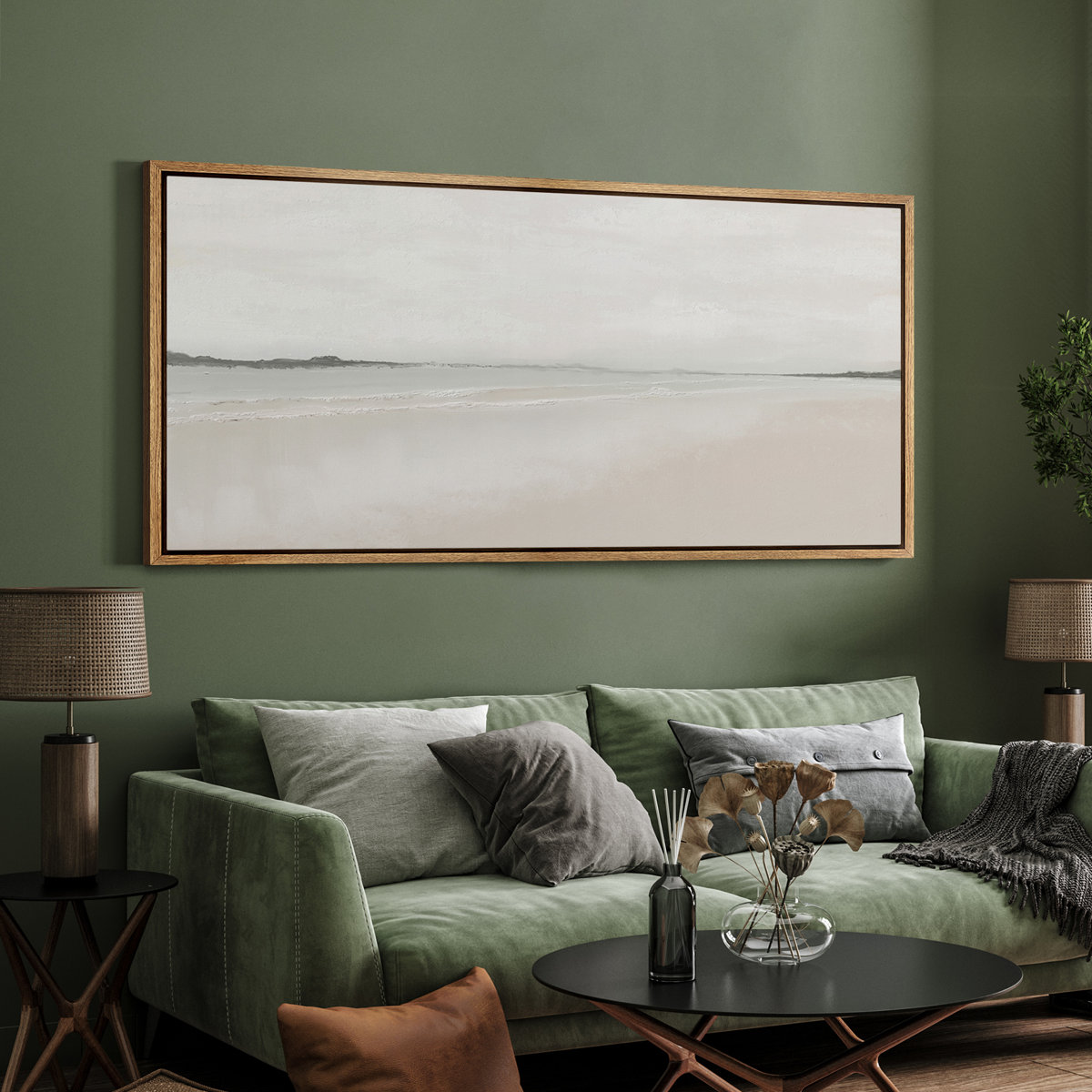 IDEA4WALL Muted Coastal Beach Serene Modern Neutral Extra Large Pictures Framed Canvas Print ...